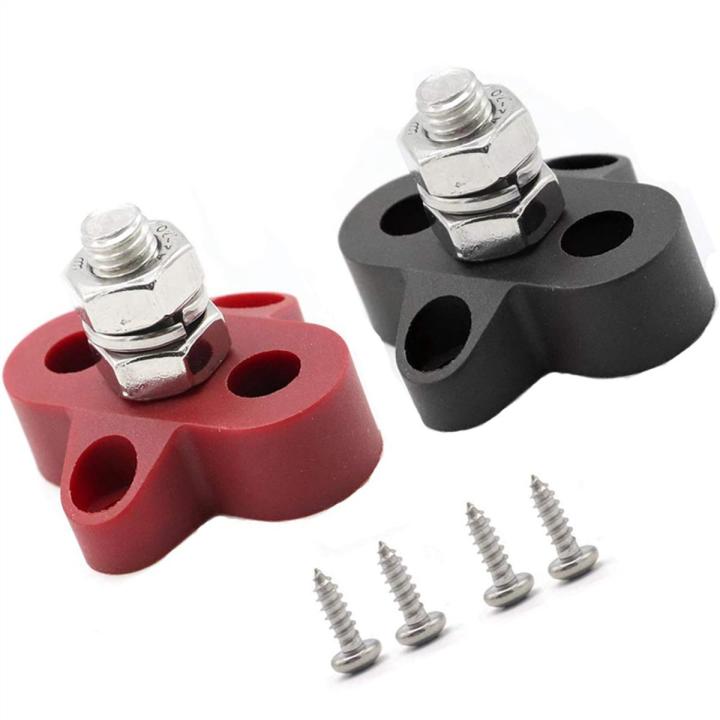 XHHDQES 4Pcs 5/16 Inch DC 48V Busbar Terminal Block M8 Positive Negative Distribution Stud for ...