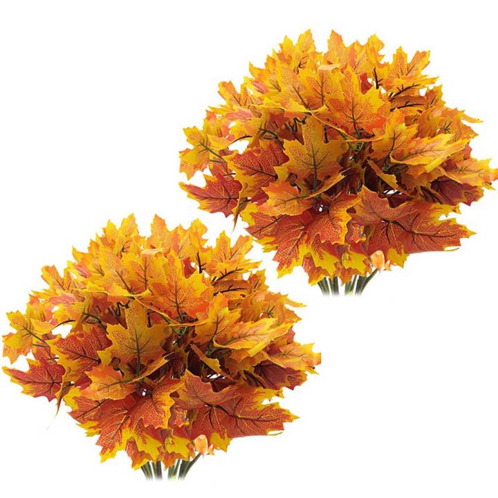 Artificial Maple Leaves Branches Autumn Leaves 10 Bundles Fall ...