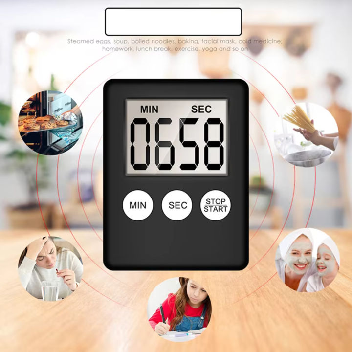 Digital Electronic Kitchen Timer Multi-Function Electronic Timer Stopwatch LCD Display Mini for ...
