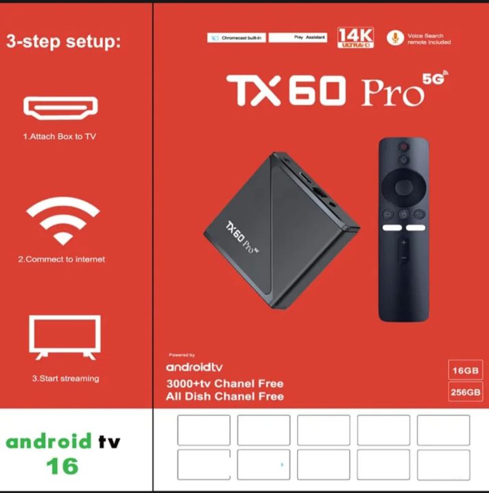 TX60 Pro 16GB 256GB Android 16 5G 14K ULTRA HD Android Smart TV Box ...