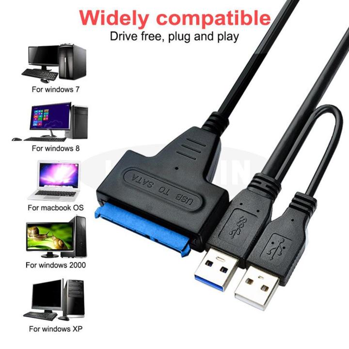 USB3.0 USB 3.0 to SATA 7+22Pin to USB3.0 Adapter Cable For 2.5 HDD ...