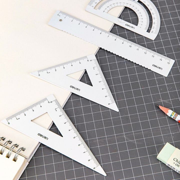 Youpin Deli 4pcs/Set Metal Ruler Set Drawing Measurement Geometry ...