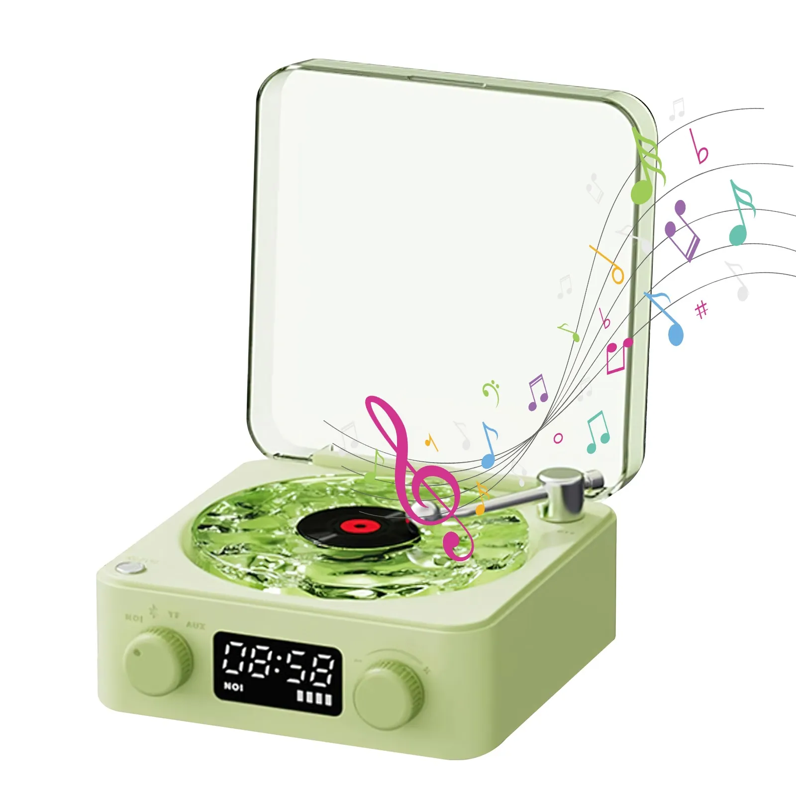 Retro Wireless Speaker Bluetooth Stereo LED Music Player Built-in White ...