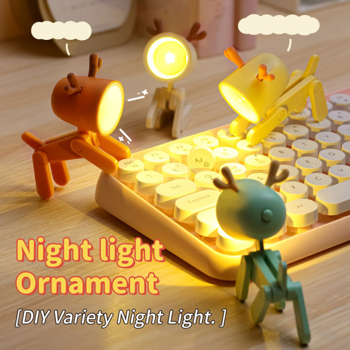 LED Mini Desk Lamp Eye Protections Cartoon Animal Cute Foldable Book ...