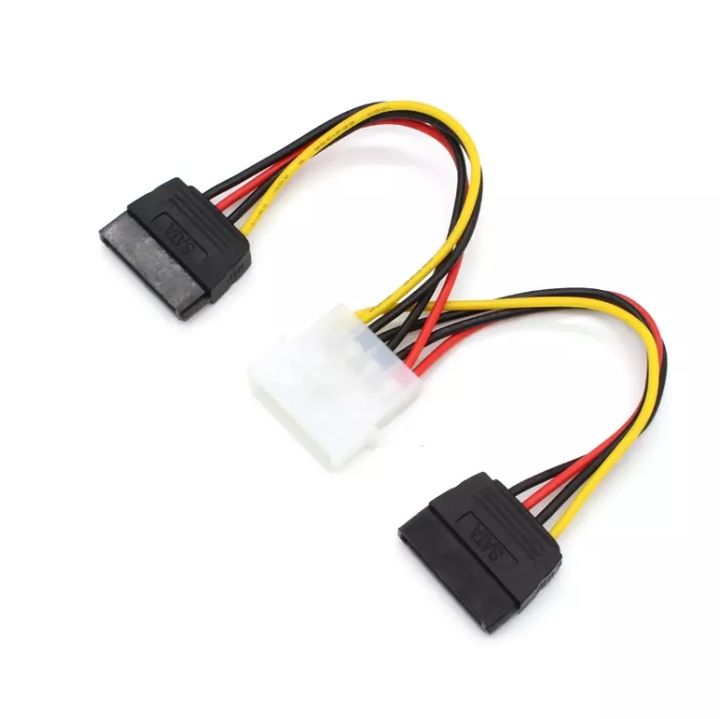 4 Pin IDE Male Molex to Dual SATA Y Splitter Female HDD Power Adapter ...