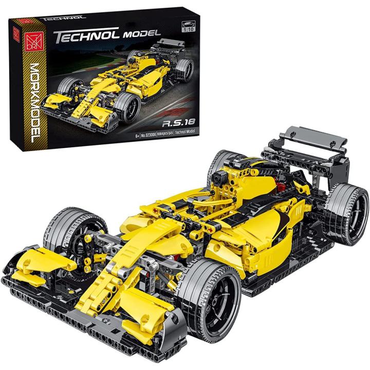 1:10 yellow racing car blocks 1084pcs Technic Formula 1 Exclusive Car ...