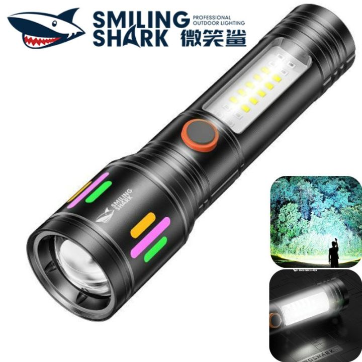 SMILING SHARK SD5337 LED Torch Light Super Bright M60 6000LM 5Mode COB ...