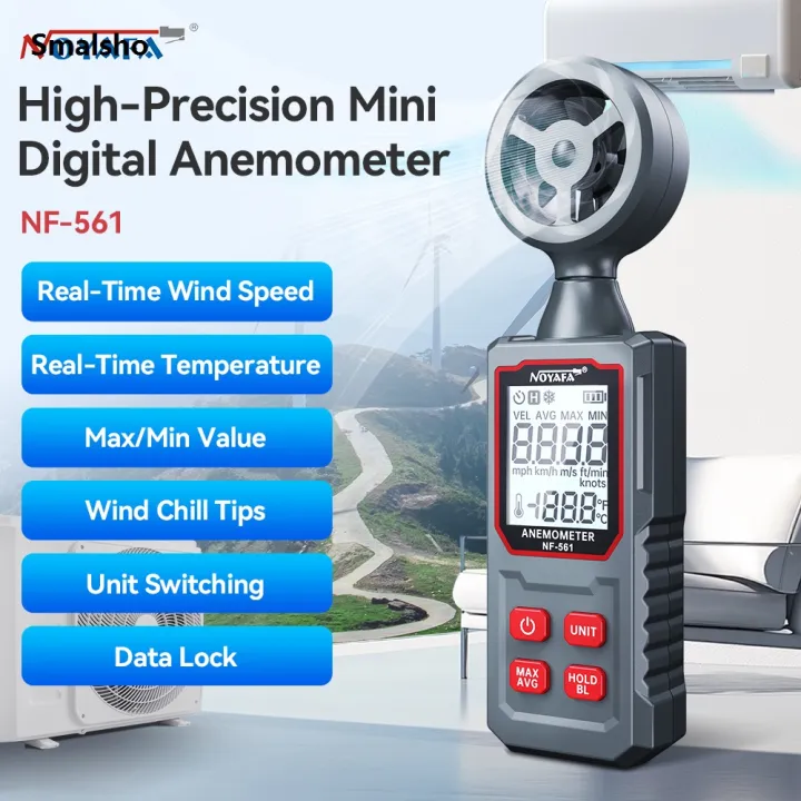 NOYAFA NF-561 Handheld Digital Anemometer Wind Speed Mini Air Velocity ...