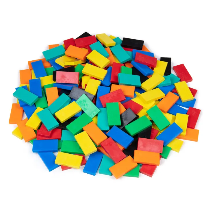 100Pc Plastic Domino Brick Set - Kids Colorful Plastic Dominoes Blocks ...