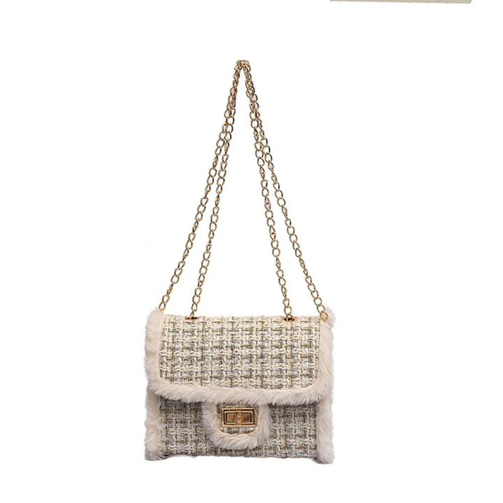 【DM bag factory Store】#35 Messenger Bag Women Wool Bag Tide Chain ...