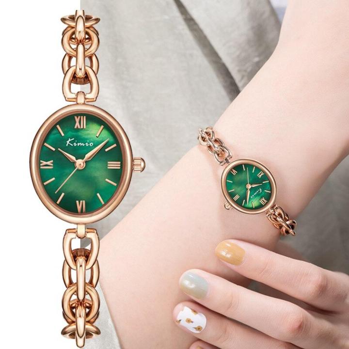 Kimio Brand Natural Stone Dial Watches for Women Oval Simple Retro ...