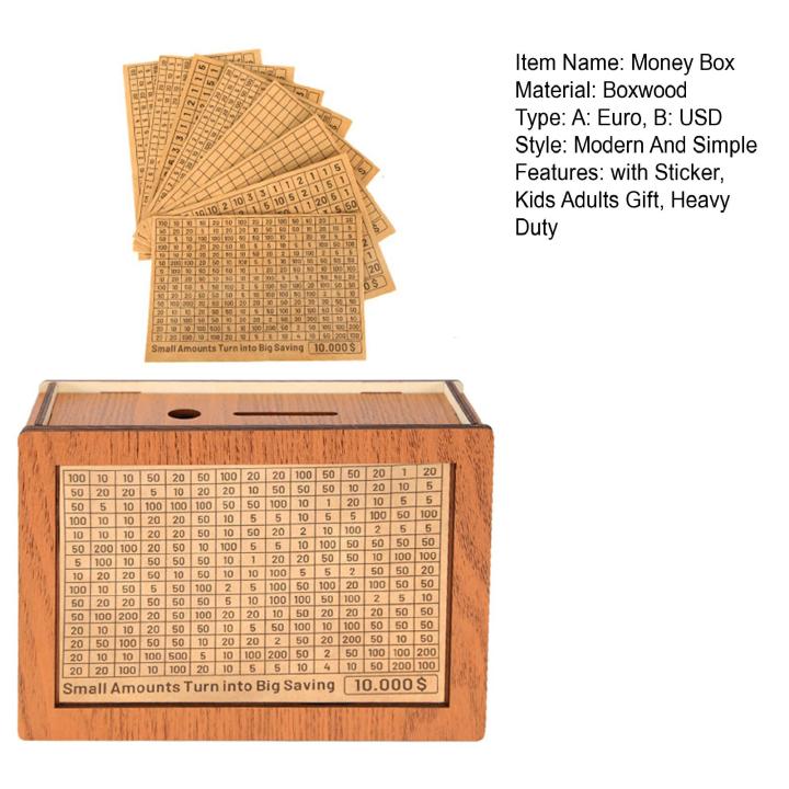 Number Markings Money Box Wooden Money Box with Target Number Stickers ...
