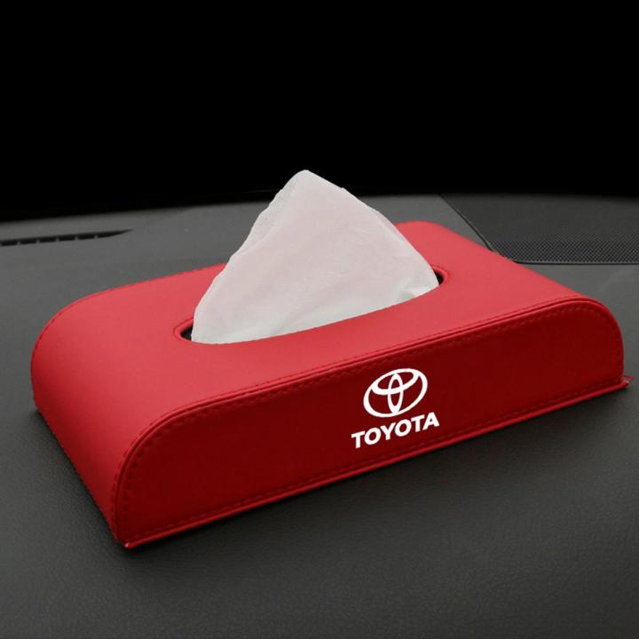 Red Leather Car Tissue Box Holder For Toyota Camry Altis Vigo Fortuner ...