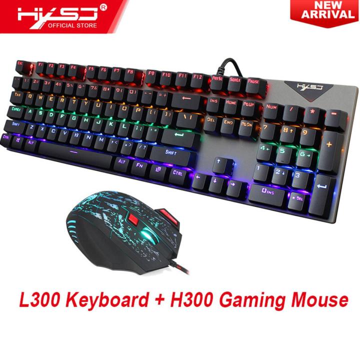 HXSJ Wired Keyboard Mouse Combo L300 RGB Backlit Keyboard N-key ...