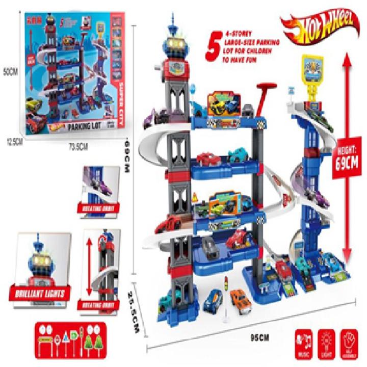 Parking new kids lot with light,music,6pcs alloy racing cars-HW-123 ...