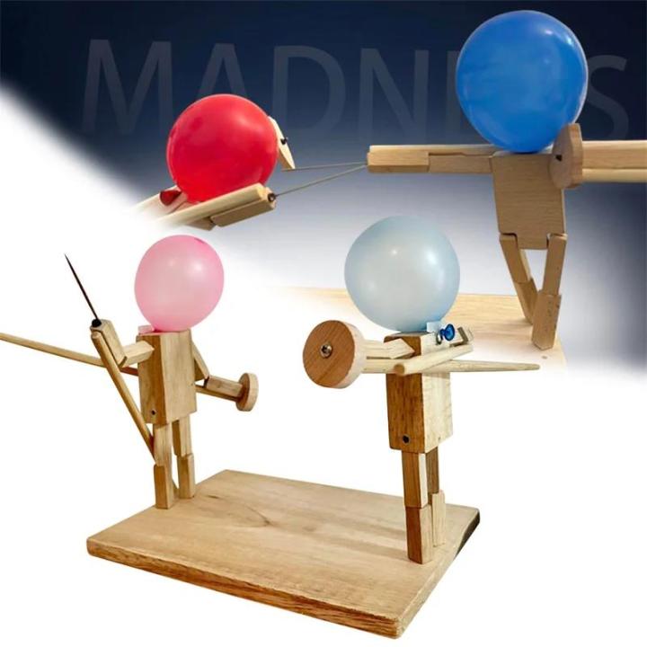 Balloon Bamboo Man Battle Handmade Wooden Fencing Puppets Wooden Bots ...