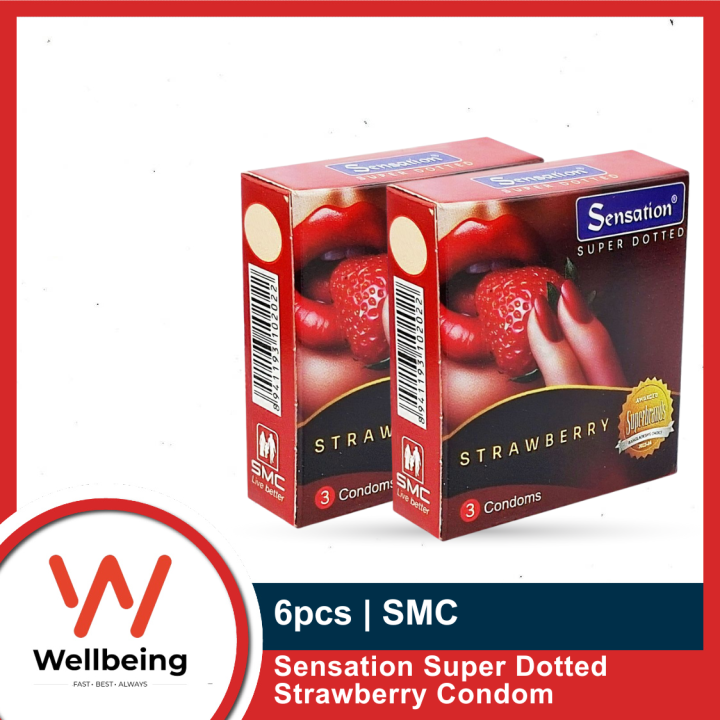 Sensation - Super Dotted Strawberry Condom For Men | Combo Pack -2 Packs | 3x2=6pcs | Daraz.com.bd