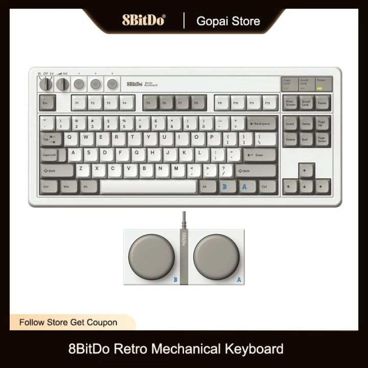 8Bitdo Retro Mechanical Keyboard Bluetooth 2.4G USB-C Hot Swappable Gaming Keyboard With 87 Keys ...