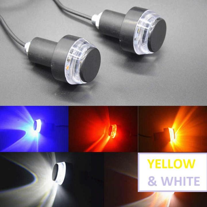 YELLOW-LED Motorcycle Handle bar End Turn Signal Light Universal 22mm ...