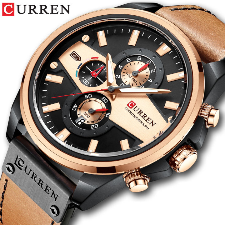 Curren Carrion men's watch cross-border true three-eye strap men's ...