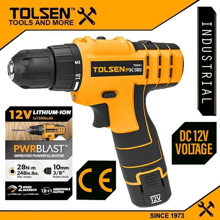 TOLSEN 12V Cordless Drill 10mm With Battery & Charger Model 79041 | Daraz.com.bd