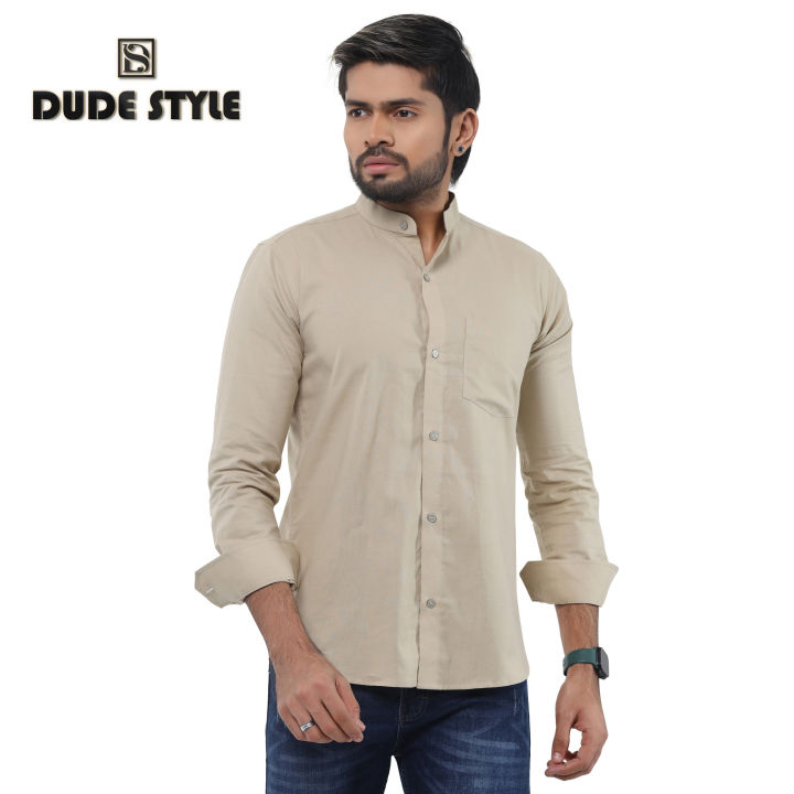 DUDE STYLE Band coller Casual Shirts For Men's | Daraz.com.bd