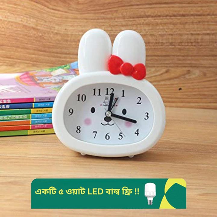 Bedroom Alarm Clock Sweet Color Cute Rabbit Cartoon Animal alarm clock ...