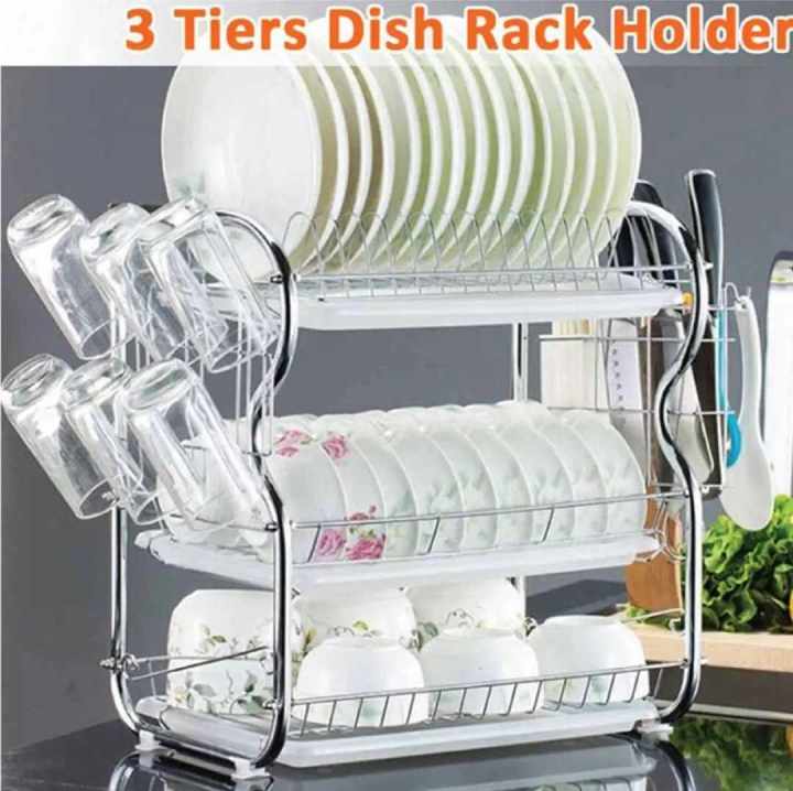 High -Quality 3 layer kitchen rack 3 Tier Dish Drainer Rack Holder Dish ...