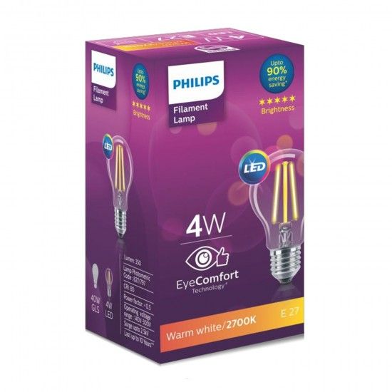 Philips Filament LED 4W A60 Lamp 2700K E27 Thread Type | Daraz.com.bd