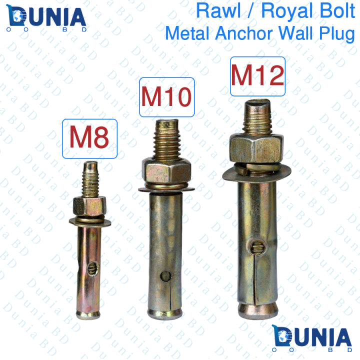 Royal Bolt Metal Anchor Wall Plug Rawl Kit 8 10 12 Number 10 12 14 ...