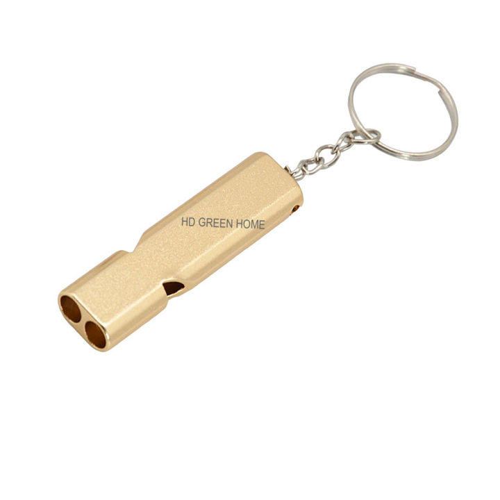 Dual Tube 120dB Metal Whistle Keyring Double Tube Whistle Keychain Key ...