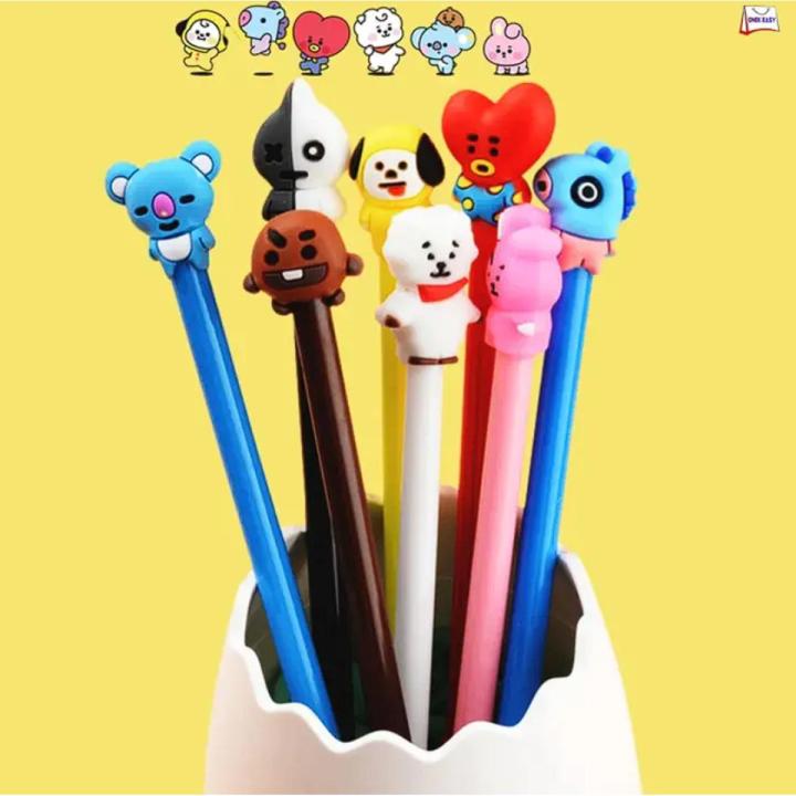 Bt21 Bts Pen Cartoon Cute Ballpoint Pen - Full Set 8Pcs - Fountain Pen ...