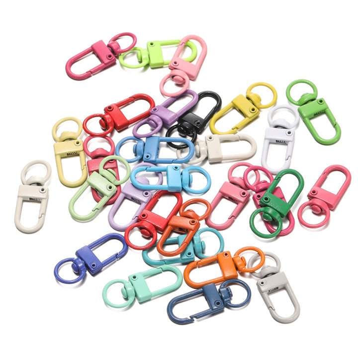 St.kunkka 10pcs 13 x 33mm Zinc Alloy Buckle Key Ring Candy Color Key ...