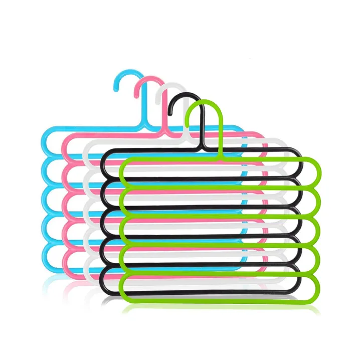 5 Layer Plastic Hangers for Clothes in Wardrobes Space Saving ...