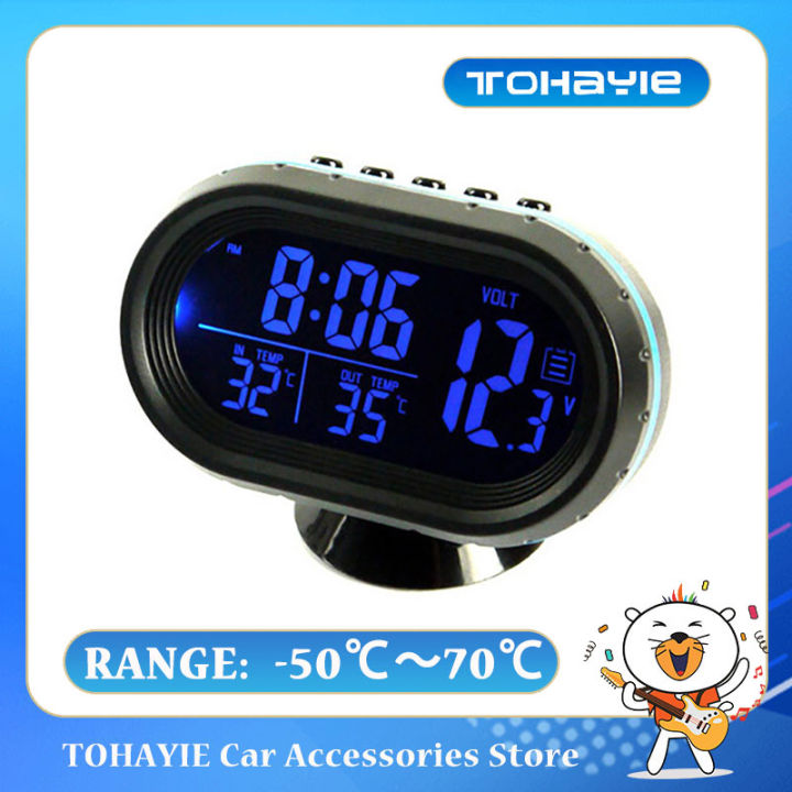 TOHAYIE Car Thermometer Digital Clock Automobile Clock LED Lighted Auto ...
