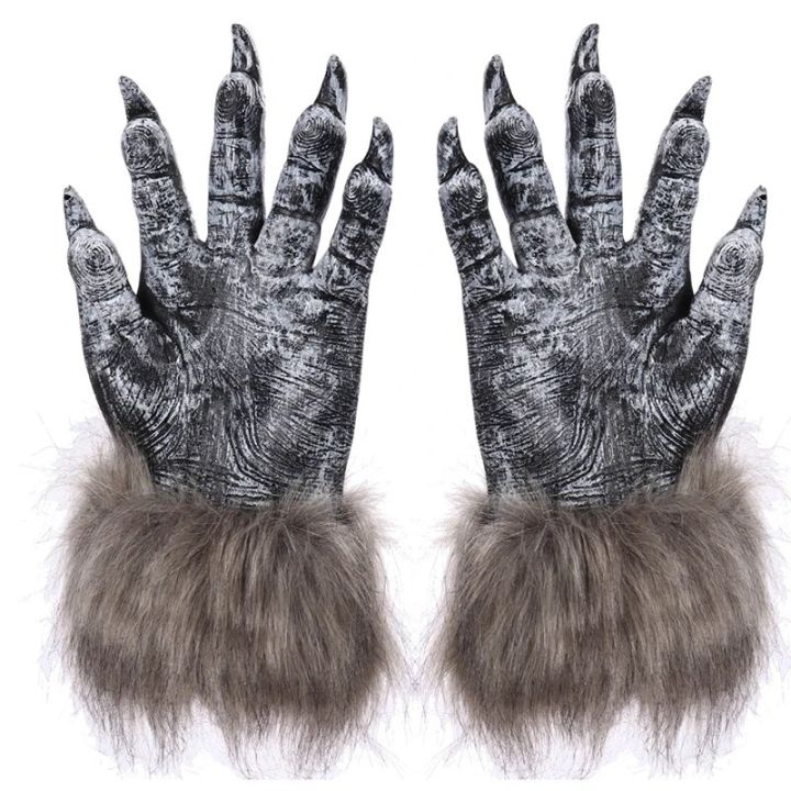 【VisioN Shop】2020 Gloves Cosplay Werewolf Ghost Hairy Beast Gloves Simulation Wolf Claw Gloves ...