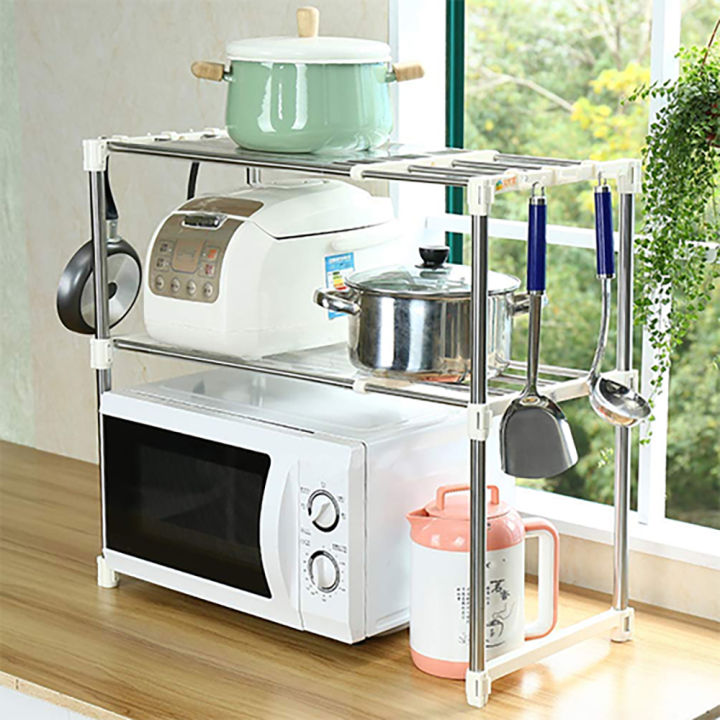2-Tier Microwave Oven Storage Rack - Silver | Daraz.com.bd