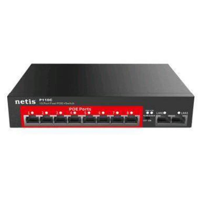 Netis P110C 10-Port (8PoE+2RJ45) Standard POE Switch | Daraz.com.bd