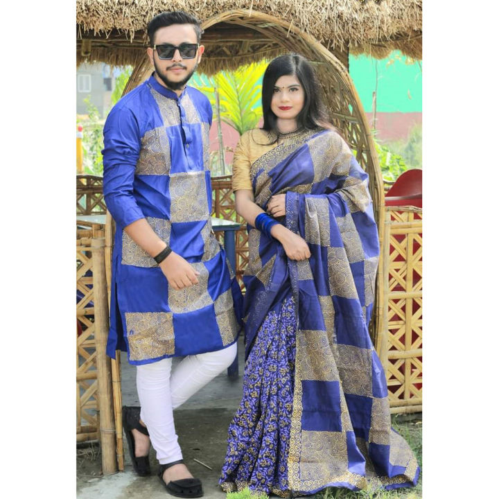 Saree and Panjabi Combo for Couple - Panjabi - Panjabi | Daraz.com.bd