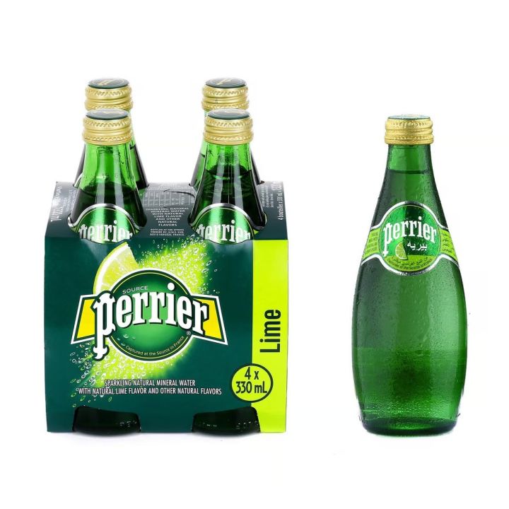 Perrier_Lime Carbonated Sparkling Natural Mineral Water Glass Bottle 330ml (Pack of 4) | Daraz ...