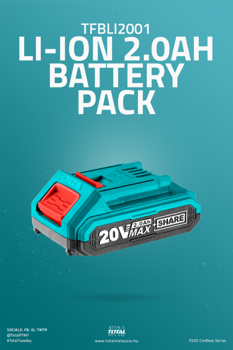 Total 20V Battery Pack 2Ah-Tfbli20011 | Daraz.com.bd