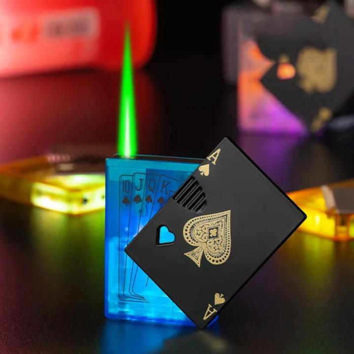 Cute Mahjong LED Gas Lighter: Creative Transparent Playing Lighter with ...