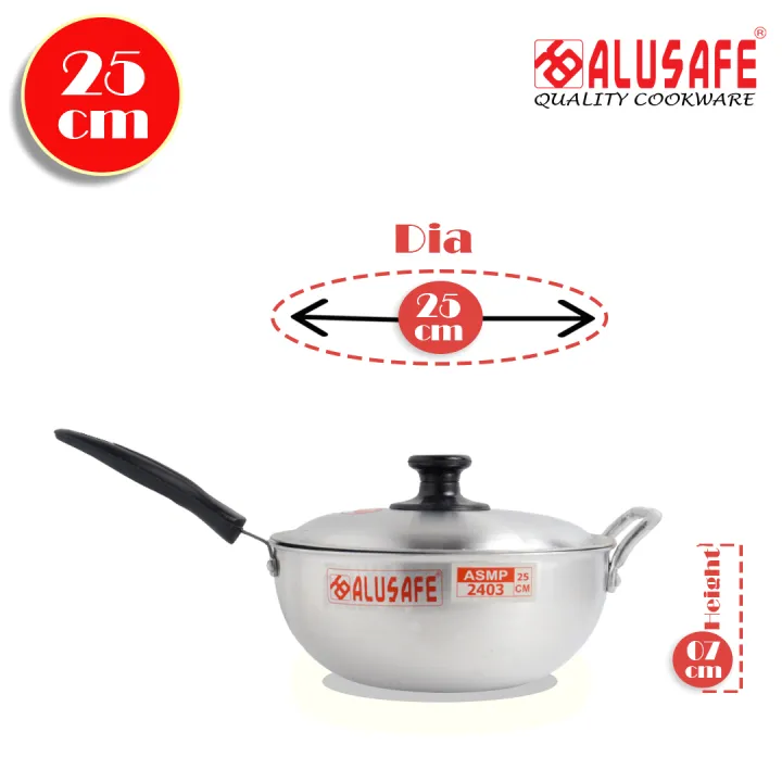 Alusafe Aluminum Long Handle Pan 25 Cm ( 25*07cm) | Daraz.com.bd