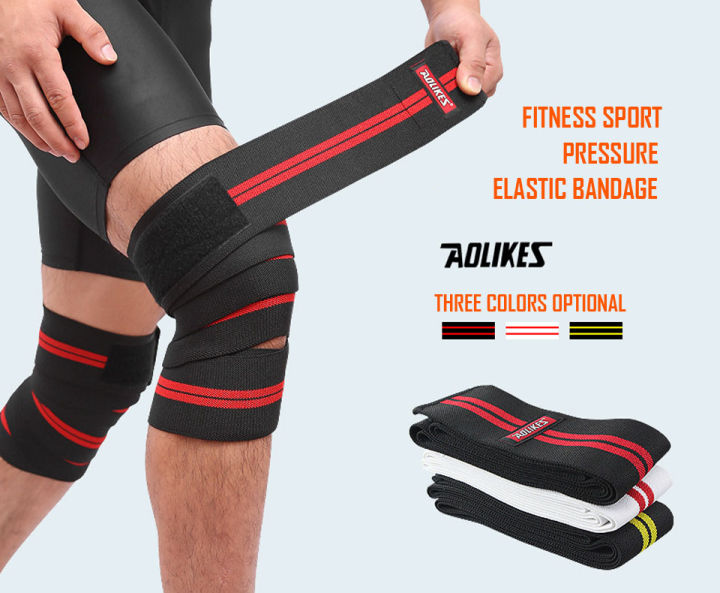 2PCS(1 Pair) Fitness Weightlifting Leg Knee Compression Straps Wraps ...