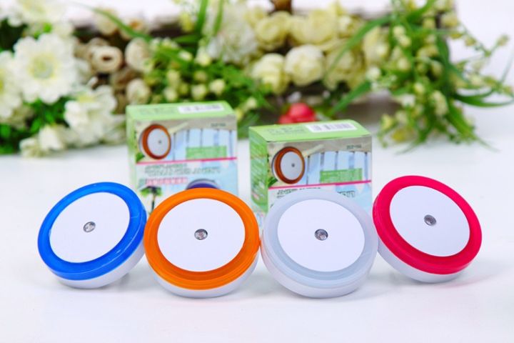 Auto On/Off Mini Wall LED Night Light Round Shape Smart LED Dim light ...