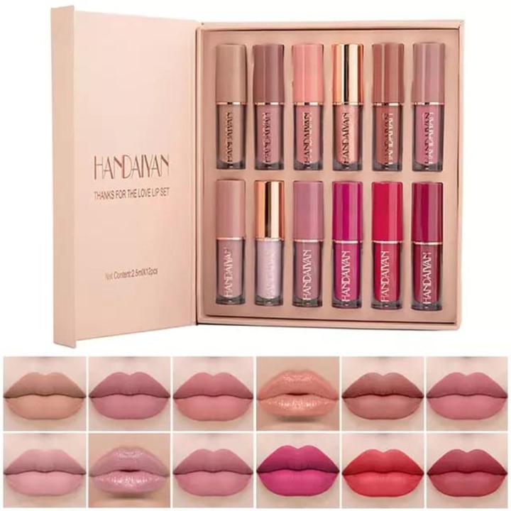Handaiyan 12 Color Matte Liquid Lipstick Set Long-Lasting Smudge Proof ...