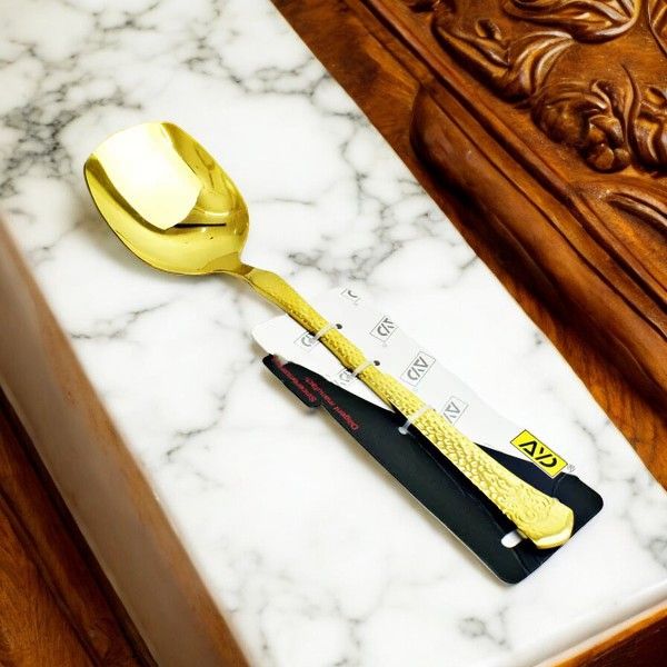 Elegant 10 Inch Curry Serving Spoon - Golden Finish, Stainless Steel ...