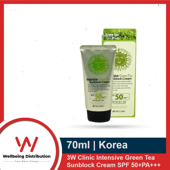 3W Clinic Intensive Green Tea Sunblock Cream SPF 50+PA+++ 70ml | Korea ...
