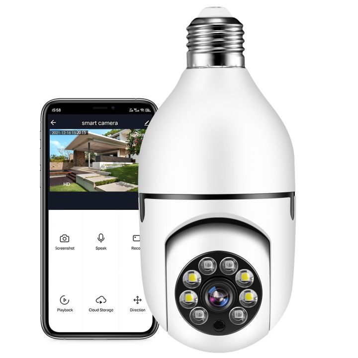 Surveillance Bulb Camera with Full-Color Night Vision PTZ WiFi ...