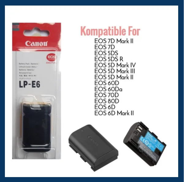 LP-E6 N Battery for Canon EOS 7D Mark II 6D Mark ii 80D EOS 5D 6D 7D ...
